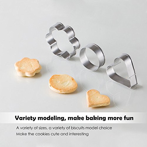 Mini Metal Cookie Cutters Set - 24 Pcs Clay Cutters / Mini Fruit Vegetable Cutters / Star Heart Round Flower Square Mini Cutters - Cookie Cutters for Kids Lunch / Mini Geometric Shapes Cookie Cutters