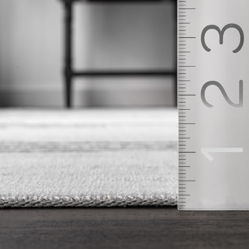 nuLOOM 2' x 12' SpinClean Machine Washable Stain-Resistant Area Rug with Non Slip Backing, Low Profile for Living Room, Bedroom, and Dining Room, Romina White