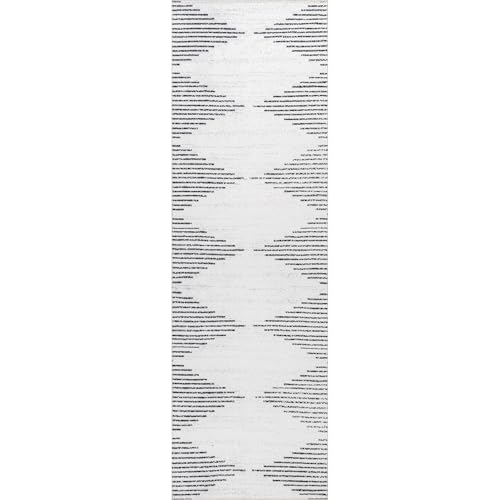 nuLOOM 2' x 12' SpinClean Machine Washable Stain-Resistant Area Rug with Non Slip Backing, Low Profile for Living Room, Bedroom, and Dining Room, Romina White