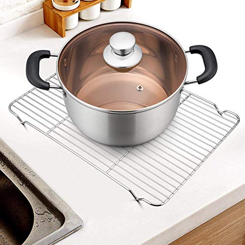 P&P CHEF Baking Rack Cooking Rack Set of 2-16.6''x11.6 Stainless Steel Wire Cooling Drying Roasting Rack, Fits Half Sheet Cookie Pans, Commercial Quality, Oven & Dishwasher Safe
