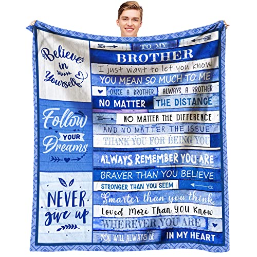 ZWERIVP Fathers Day Brother Gifts - Gifts for Brother from Sister or Brother - Brother Birthday Gift - Best Gifts for Brother Adult - to My Brother Throw Blanket 60x50 inch