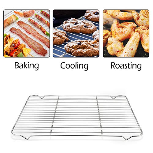 P&P CHEF Baking Rack Cooking Rack Set of 2-16.6''x11.6 Stainless Steel Wire Cooling Drying Roasting Rack, Fits Half Sheet Cookie Pans, Commercial Quality, Oven & Dishwasher Safe