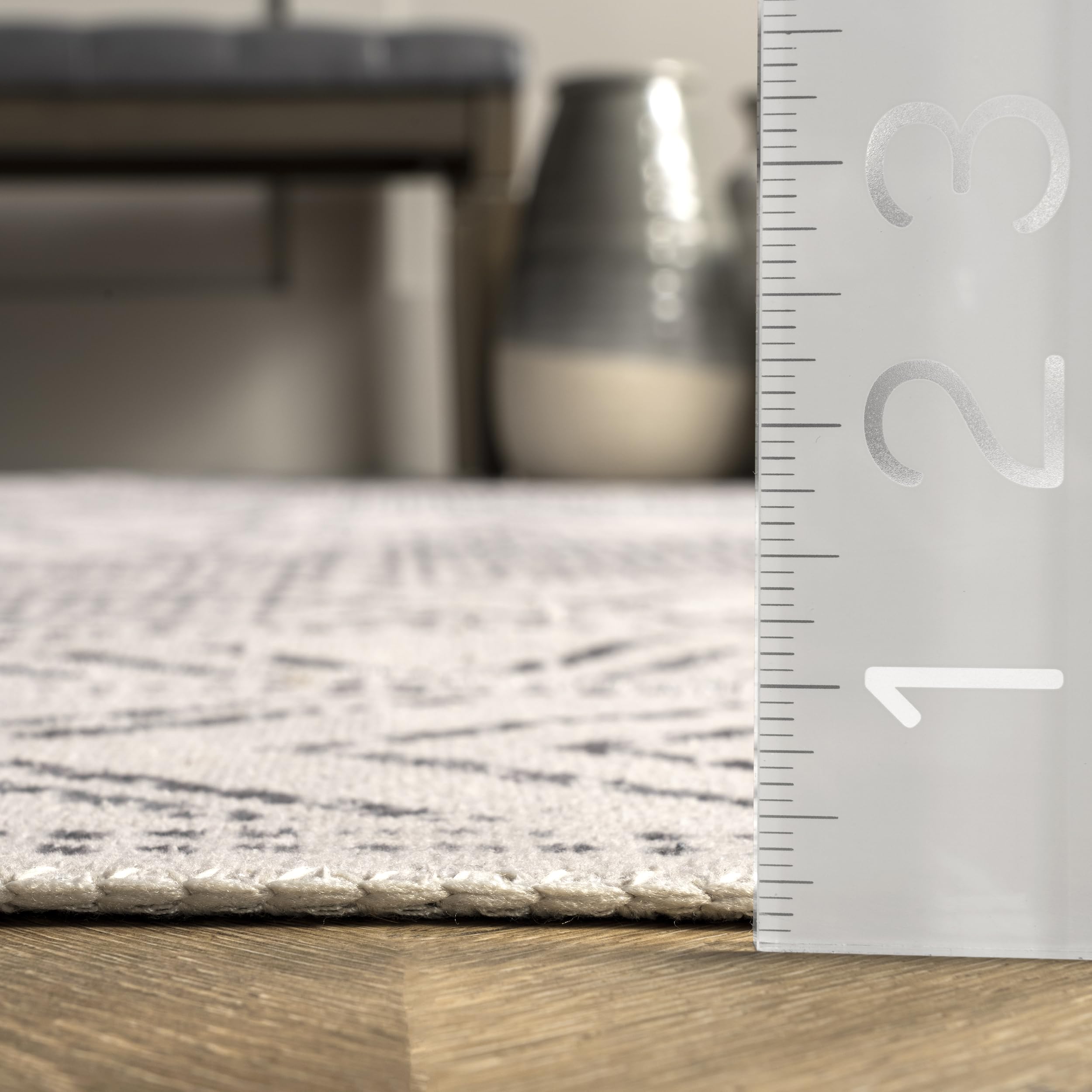 nuLOOM 2' x 12' SpinClean Machine Washable Stain-Resistant Area Rug with Non Slip Backing, Low Profile for Living Room, Bedroom, and Dining Room, Mia Light Grey