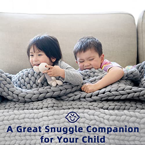 ZonLi Knitted Weighted Blanket 15 pounds (Light Grey, 48''x72''), Cooling Chunky Knit Weighted Blanket Twin Size, Handmade Cozy Home Decor for Sofa Bed