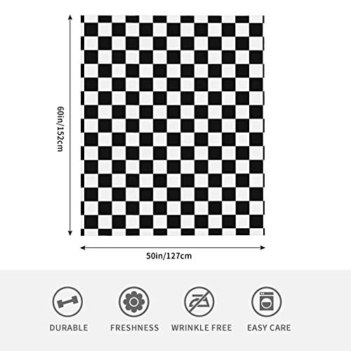 Black White Race Checkered Flag Throw Blanket, Ultra Soft Microplush Bed Blanket, All Season Microfiber Fleece Throw for Bed Chair Sofa Couch Bedroom 60"X50"