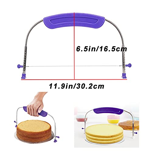 WAFJAMF Adjustable Cake Leveler Cutter, Professional Cake Slicer with Stainless Steel Wires and Handle for Leveling Tops of Layer Cakes Suitable for 10 Inch Cake