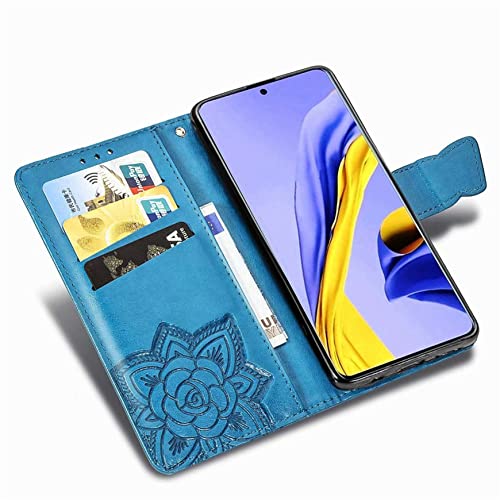MTQLX for Samsung Galaxy S9 Plus Wallet Case,Luxury 3D Embossing Butterfly Woman Flip Leather Wallet Case with [Wrist Strap] for Samsung Galaxy S9 Plus - Blue