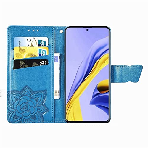 MTQLX for Samsung Galaxy S9 Plus Wallet Case,Luxury 3D Embossing Butterfly Woman Flip Leather Wallet Case with [Wrist Strap] for Samsung Galaxy S9 Plus - Blue