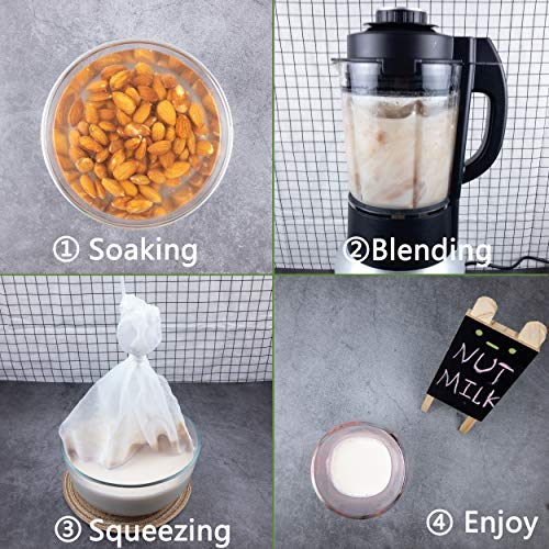 2 Pack - 80 Micron Nut Milk Bag - 12X12 Inches - Multiple Usage Reusable Food Strainer, Cold Brew Coffee Bag, Food Grade Nylon Mesh, BPA-Free, Cheesecloth Bag, Yogurt Strainer, Juice Filter