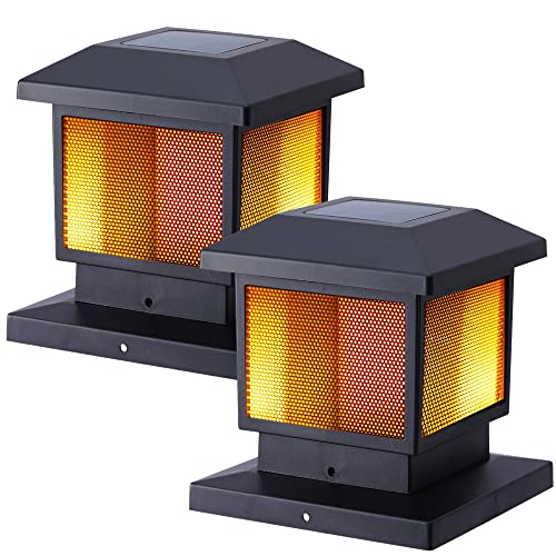 Glintoper 2 Pack Solar Fence Post Lights Outdoor, Solar Powered Post Cap Lights, High Brightness SMD LED Decorative Lighting Waterproof for 4x4, 5x5 or 6x6 Wood Posts, Patio Yard Landscape Decor