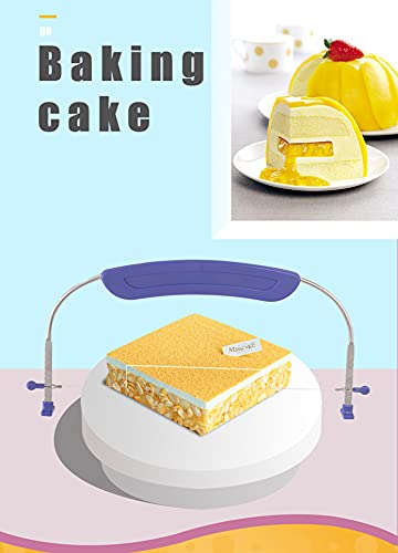 WAFJAMF Adjustable Cake Leveler Cutter, Professional Cake Slicer with Stainless Steel Wires and Handle for Leveling Tops of Layer Cakes Suitable for 10 Inch Cake
