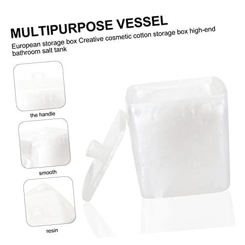 Zerodeko 2pcs Cotton Swab Box Cotton Round Holder Cotton Swabs for Makeup Round Container with Lid Storage Canister Desktop Cosmetics Box Cotton Swab Holder Toothpick Organizer Resin