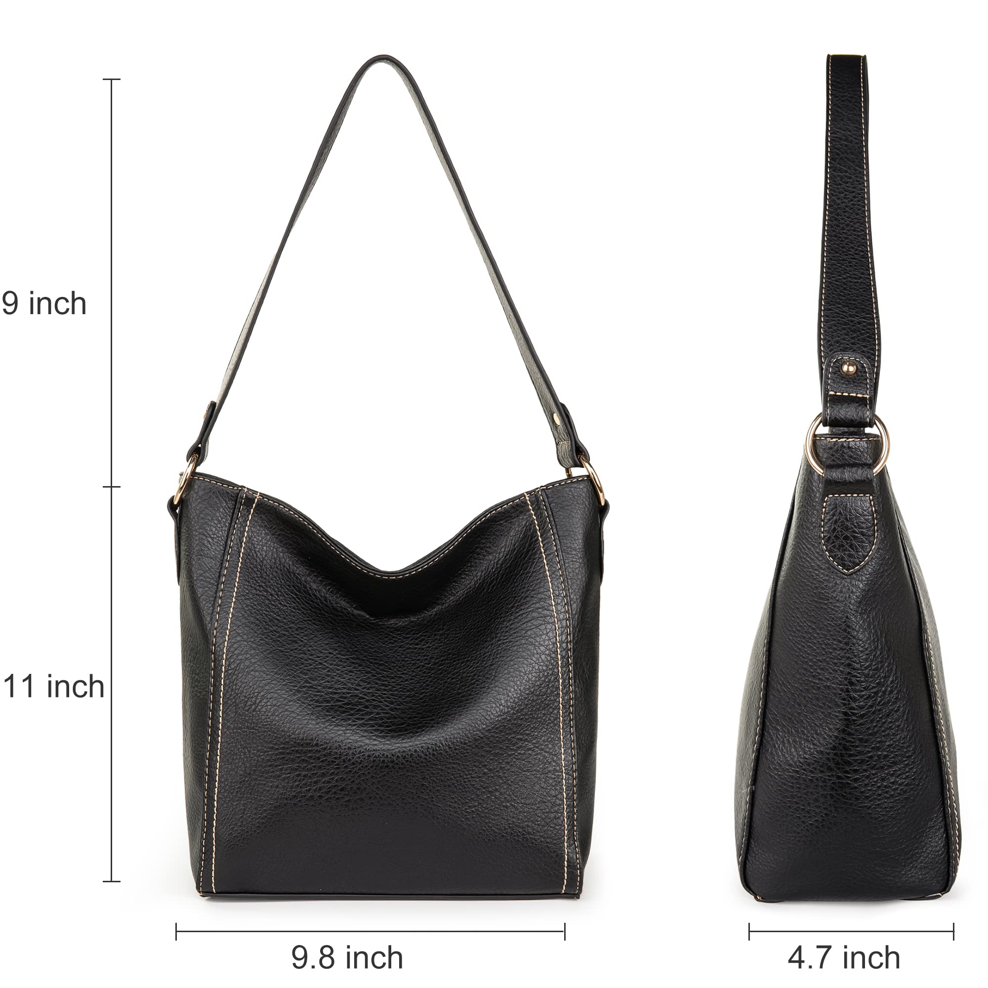 Montana West Purses for Women Vegan Leather Shoulder Purses and Handbags Hobo Bags for Women MWC-070BK