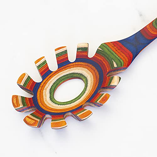 Baltique Marrakesh Collection 12-1/2" Wooden Spaghetti Spoon and Pasta Server with Teeth