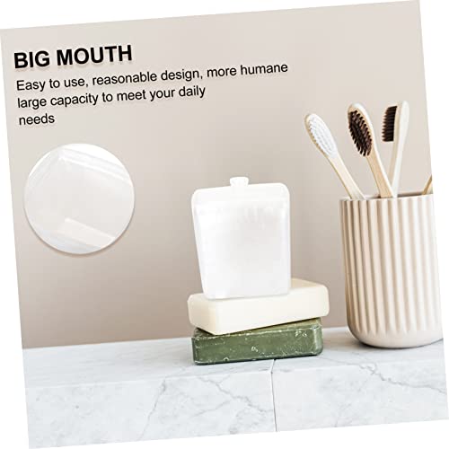 Zerodeko 2pcs Cotton Swab Box Cotton Round Holder Cotton Swabs for Makeup Round Container with Lid Storage Canister Desktop Cosmetics Box Cotton Swab Holder Toothpick Organizer Resin