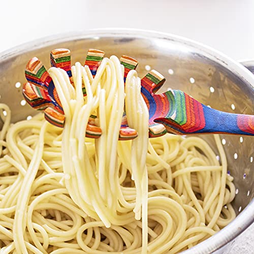 Baltique Marrakesh Collection 12-1/2" Wooden Spaghetti Spoon and Pasta Server with Teeth