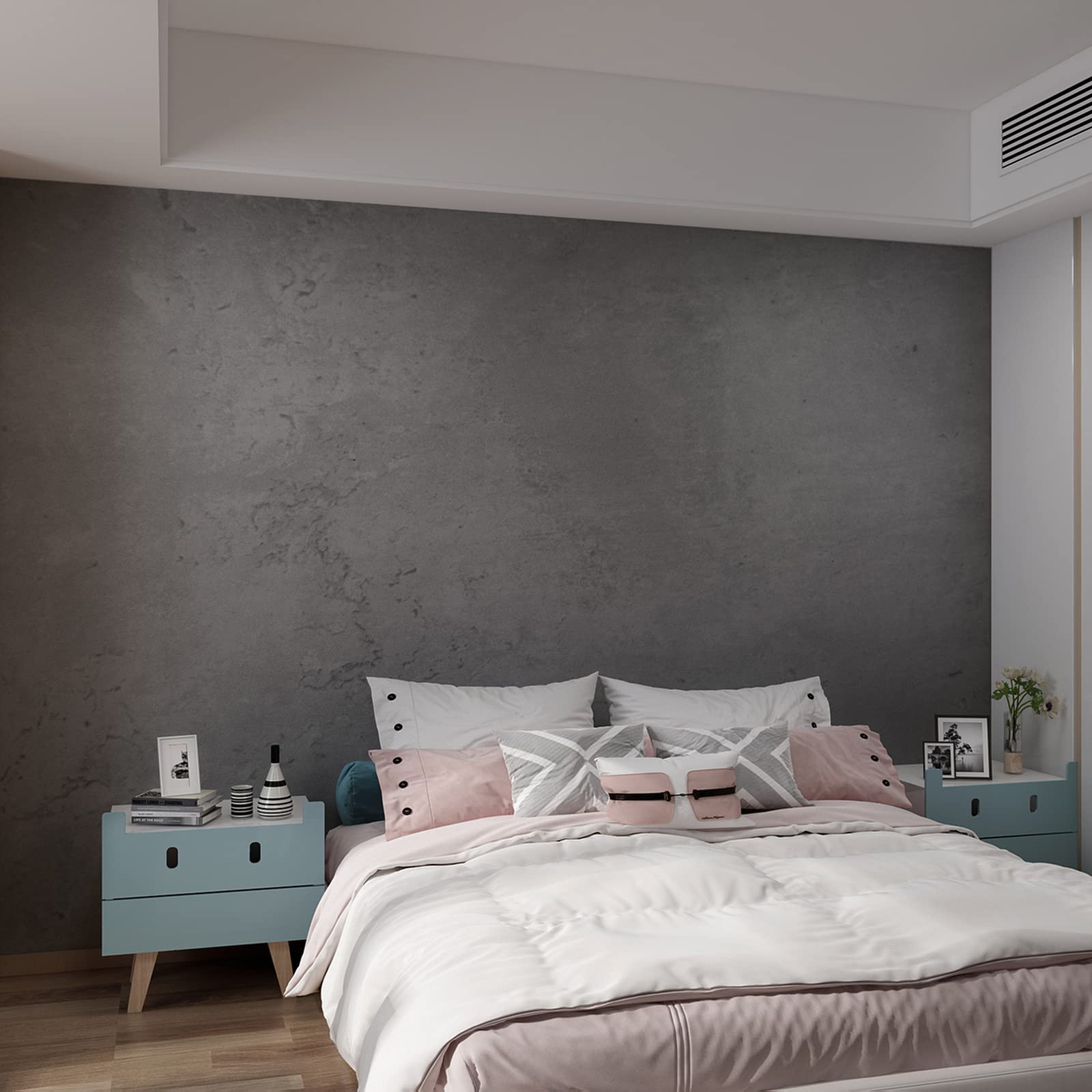 3yecao 24"×354" Wide Thick Dark Grey Black Concrete Wallpaper Peel and Stick 3D Faux Darker Gray Concrete Cement Contact Paper Stained Vinyl Wrap Matte Wall Sticker for Walls Bedroom Basement Bathroom