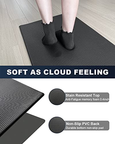 Artnice Anti Fatigue Kitchen Mats 2 Piece,Black Kitchen Rugs and Mats Sets, Memory Foam Waterproof Floor Mat for Kitchen,Mat for Standing Desk Anti-Fatigue for Work Place, Kitchen,Living Room,Laundry