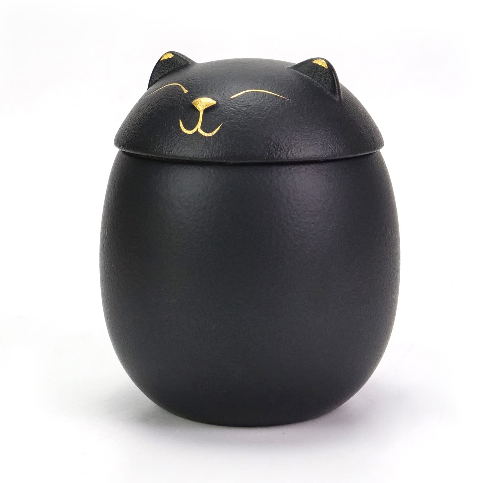 MEETPET Cat Urn Dog Urn Sized 3.2x2.9 and 4.9x4.25. A Smiley-Cat Pet Urn with a Memoria Card.Cat Urns for Ashes for Your Pet (12 cu/in, Black)