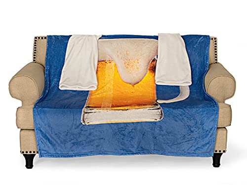 Beer Mug Wearable Sleeved Arm Blanket 70"x50" Rectangle, Snuggle Up with Warm & Cozy Microfiber Flannel Novelty Robe Blanket, for Mom, Dad, Wife or Husband for Indoor & Outdoor Use