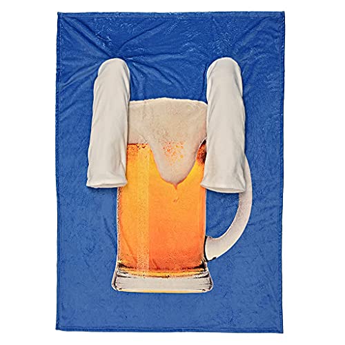 Beer Mug Wearable Sleeved Arm Blanket 70"x50" Rectangle, Snuggle Up with Warm & Cozy Microfiber Flannel Novelty Robe Blanket, for Mom, Dad, Wife or Husband for Indoor & Outdoor Use