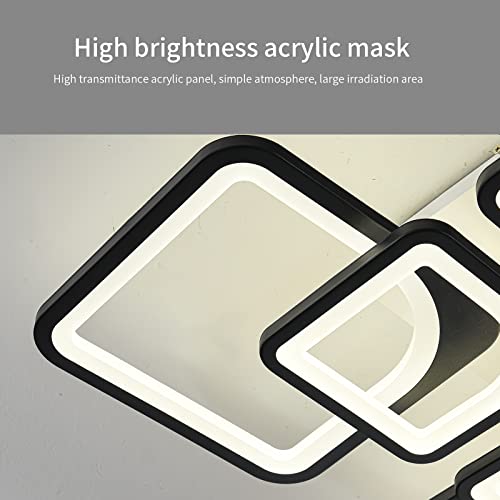 Siittoo Modern Ceiling Light Fixture, Dimmable LED Flush Mount Ceiling Chandelier Lighting with Remote, 8-Rectangle Acrylic Ceiling Lamp Fixture for Living Dining Room Bedroom (96W,Black,White)