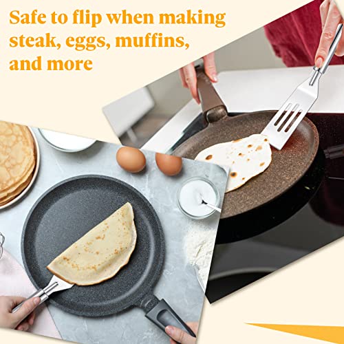 3 Pieces Small Spatula Mini Brownie Serving Spatula Narrow Thin Mini Silicone Crepe Spatula Kitchen Cooking Nonstick Stainless Steel Slotted Turner Pan Flipper for Fish Pancake Cookie Egg