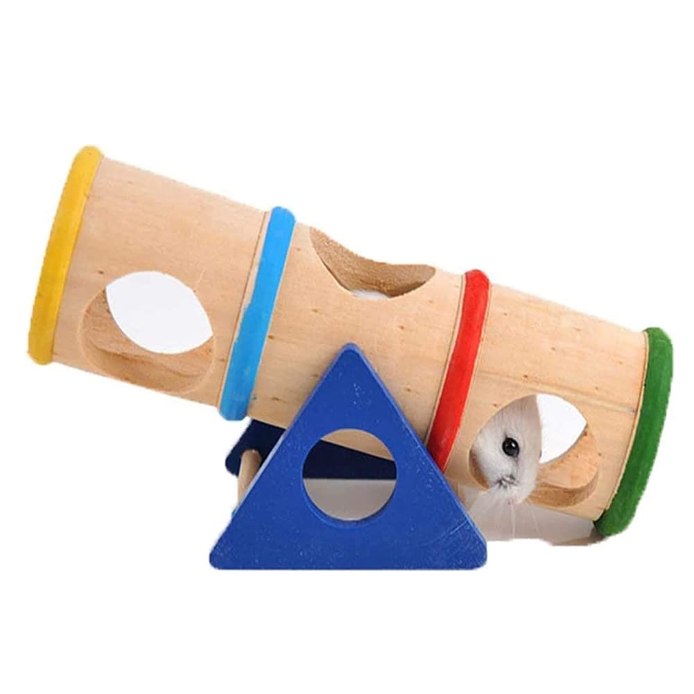 Litewoo Wood Seesaw Tunnel Toy for Dwarf Hamster Gerbil Rat Mouse Small Animal House Cage House Toy