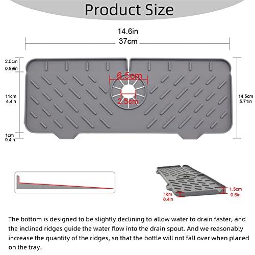 SKYXIU Silicone Faucet Handle Drip Catcher Tray,Silicone Sink Faucet Mat,Splash Catcher for Sink Faucet Behind Sink Splash Guard for Kitchen,Bathroom,and RV (White)