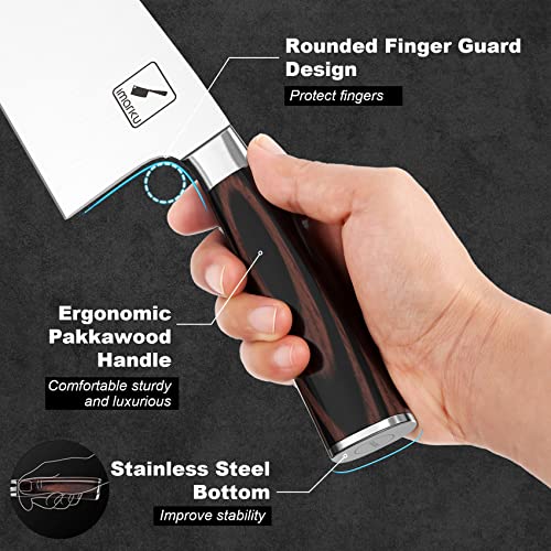 imarku Kitchen Knife, 7 Inch Ultra Sharp Butcher Knife - Japanese SUS440A Stainless Steel Cleaver Knife with Ergonomic Handle, Meat Knife for Home, Kitchen, Restaurant - Best Gifts