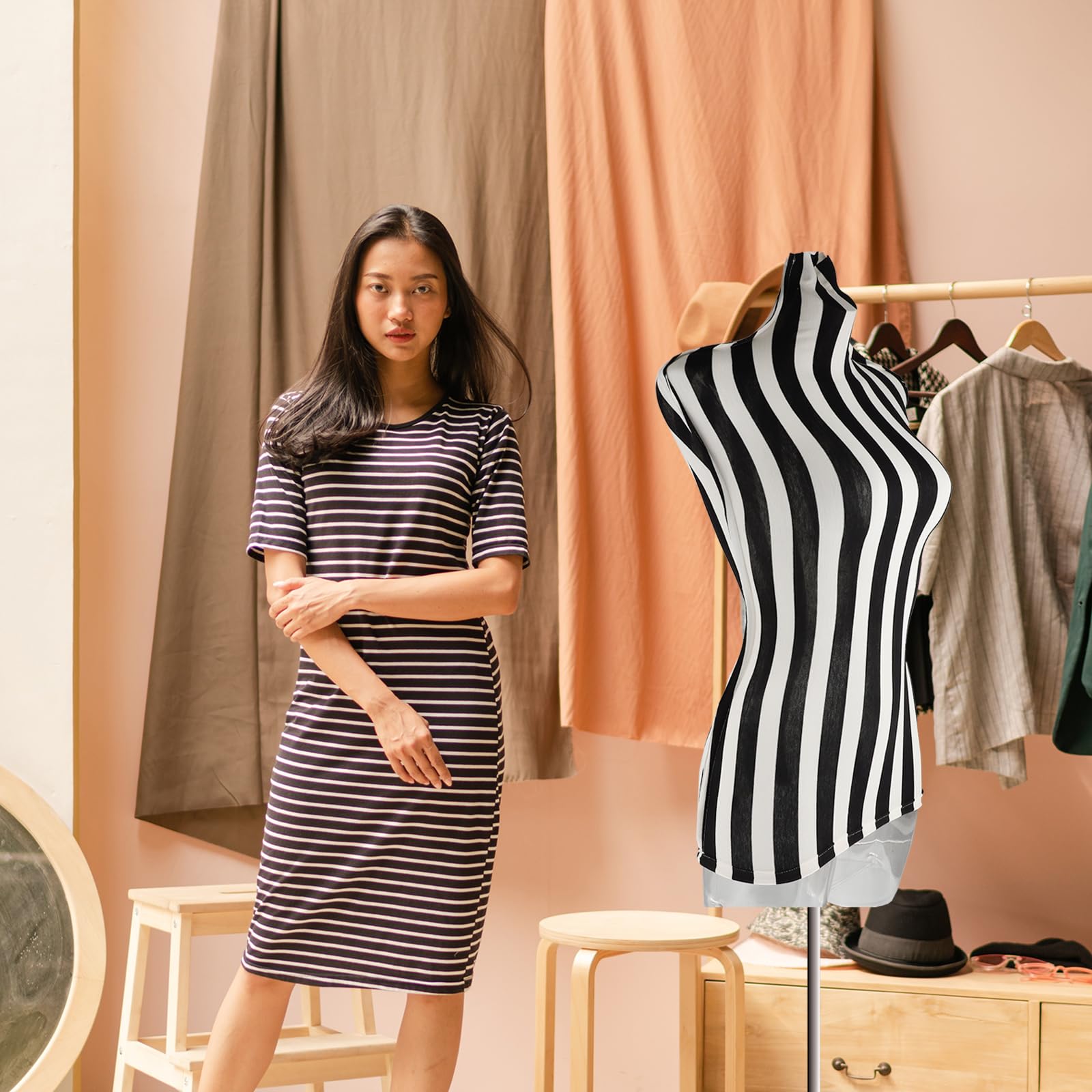 POPETPOP Manikin Body Mannequin Dress Form, Female Model Mannequin Torso Display Mannequin Body Fabric Cover Cloth Accessories for Upper Body Dress Form Mannequin Torso