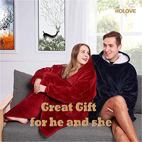Blanket Hoodie for Women and Men Super Warm and Cozy Giant Blanket Sweatshirt (Light Blue One Size)