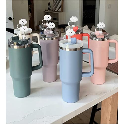 10mm Straw Cover, 2pcs Straw Covers Cap for Stanley Cup 40 oz Food Grade Silicone Cute Large Cloud Straw Topper Straw Tips Cover Protector Plugs for Stanley Tumblers Cup for Stanley Cup Accessories