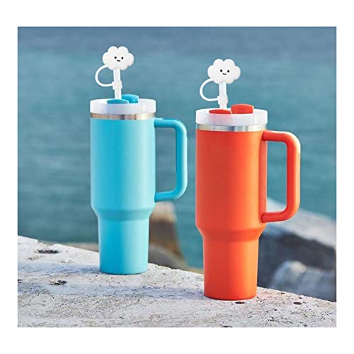 10mm Straw Cover, 2pcs Straw Covers Cap for Stanley Cup 40 oz Food Grade Silicone Cute Large Cloud Straw Topper Straw Tips Cover Protector Plugs for Stanley Tumblers Cup for Stanley Cup Accessories