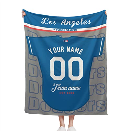 AARONIE 50"x60", Custom Dodger Throw Blanket for Couch Sofa Bed, Personalized LA Los Angeles Baseball Blanket and Throw, Gifts for Men