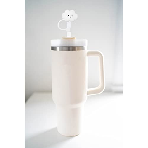 10mm Straw Cover, 2pcs Straw Covers Cap for Stanley Cup 40 oz Food Grade Silicone Cute Large Cloud Straw Topper Straw Tips Cover Protector Plugs for Stanley Tumblers Cup for Stanley Cup Accessories