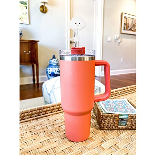 10mm Straw Cover, 2pcs Straw Covers Cap for Stanley Cup 40 oz Food Grade Silicone Cute Large Cloud Straw Topper Straw Tips Cover Protector Plugs for Stanley Tumblers Cup for Stanley Cup Accessories