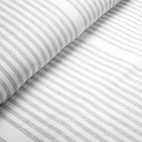 Lush Decor Farmhouse Drew Stripe Silver-Infused Throw Blanket, 60" x 50", Neutral & Gray