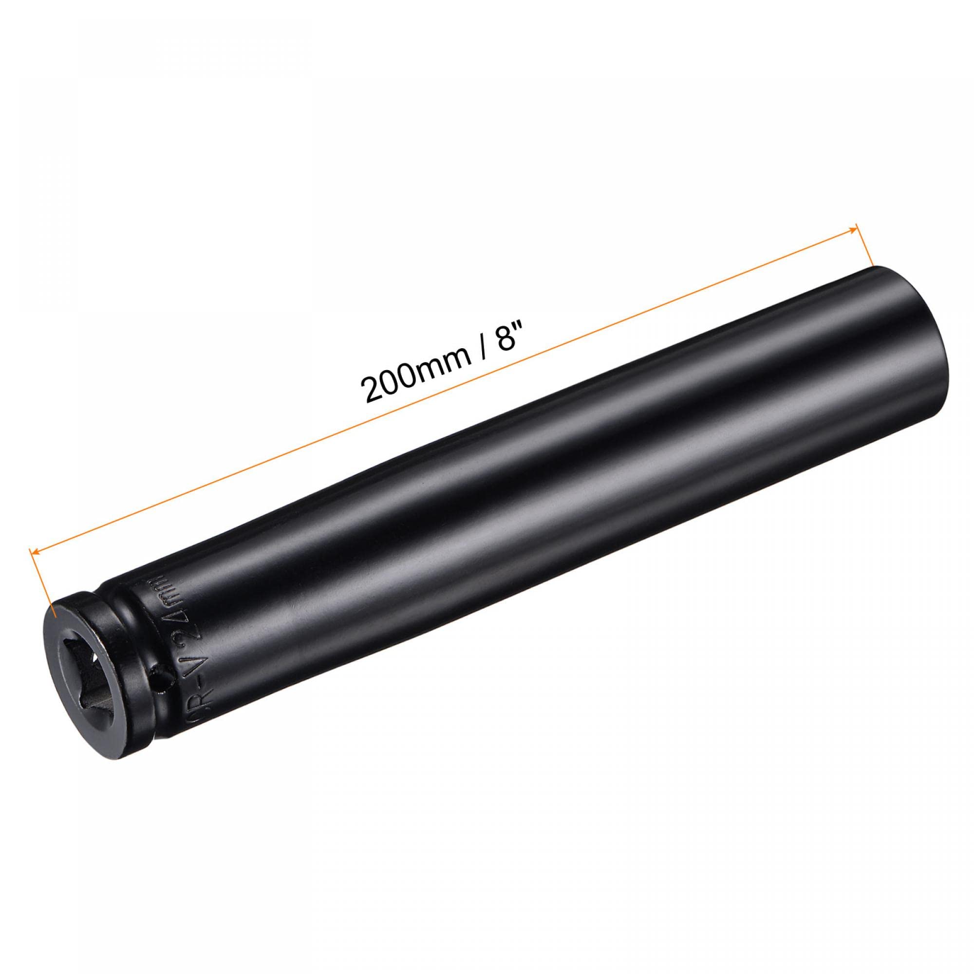 uxcell 1/2" Drive by 24mm Deep Impact Socket, Heat-Treated CR-V Steel 8" Length, 6-Point Metric Sizes