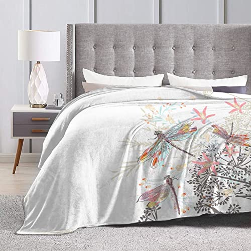 Futtspai Dragonfly Gifts for Women,Dragonfly Gifts,Dragonfly Blanket,Throw Blanket for Couch,Dragonfly Gifts Dragonfly Decor,Comfortable Flannel Warm Winter Blanket for Sofa Sofa Bed,60x80in