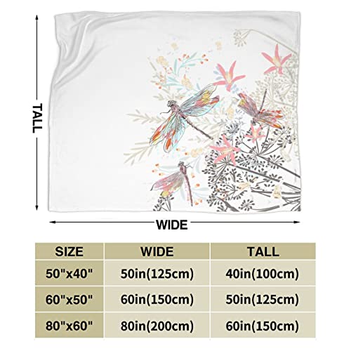 Futtspai Dragonfly Gifts for Women,Dragonfly Gifts,Dragonfly Blanket,Throw Blanket for Couch,Dragonfly Gifts Dragonfly Decor,Comfortable Flannel Warm Winter Blanket for Sofa Sofa Bed,60x80in