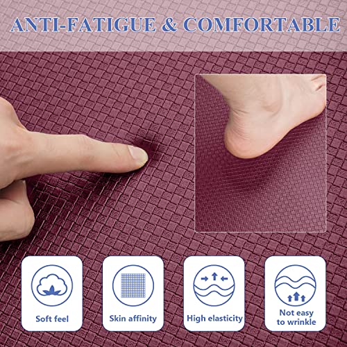 Abilliongo Kitchen Floor Mats Kitchen Rug Set 2 Piece, Soft Cushioned Anti Fatigue Kitchen Mats, 2/5Inch Thick Waterproof Non Slip Memory Foam Standing Rug Set of 17.3" x29+17.3"x47", Red