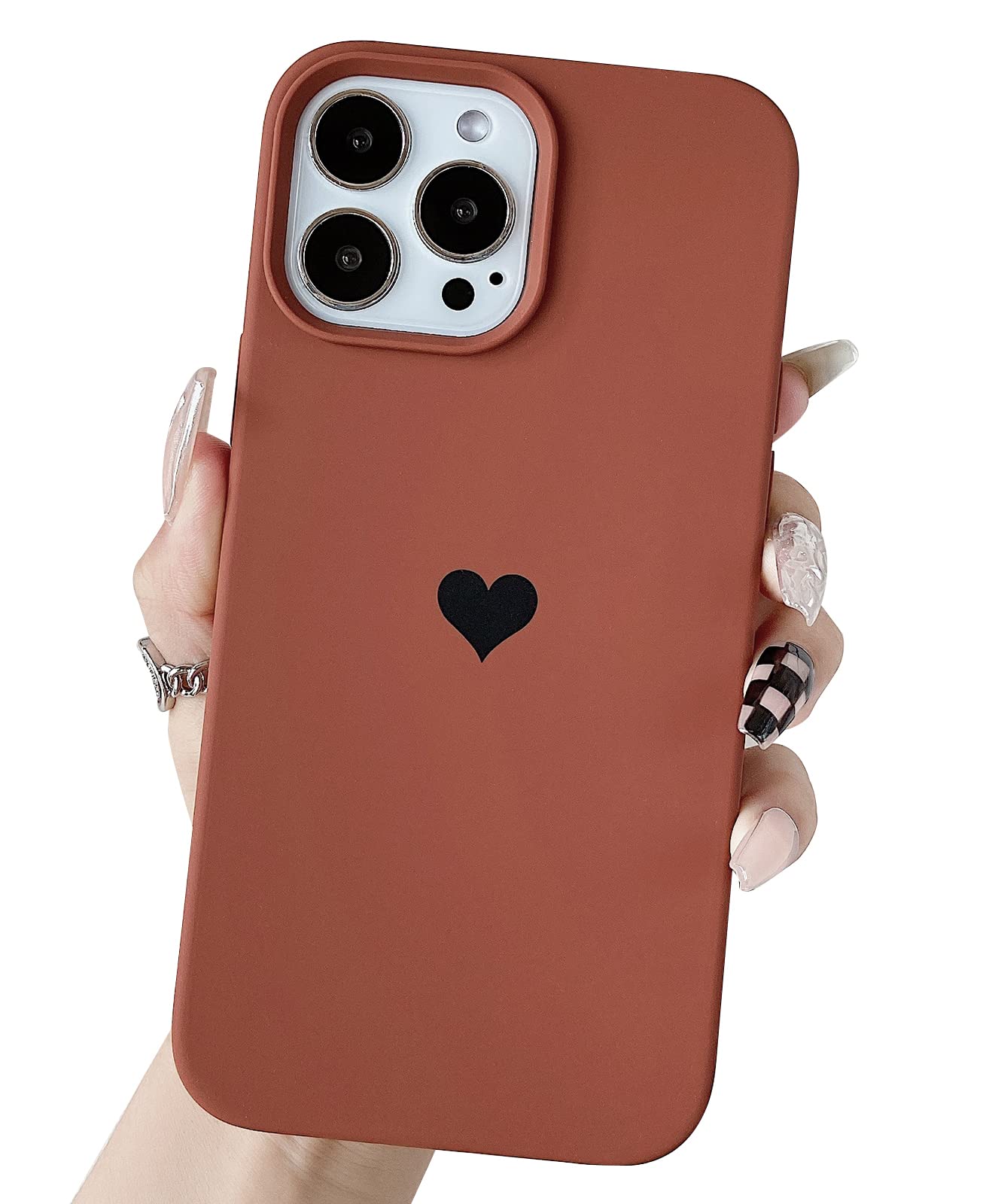 Jmltech Compatible with iPhone 13 Pro Max Case Silicone Liquid Women Men Slim Protective Full Body Protection Soft Cute Phone Case with Anti-Scratch Soft Microfiber for iPhone 13 Pro Max Dark Brown