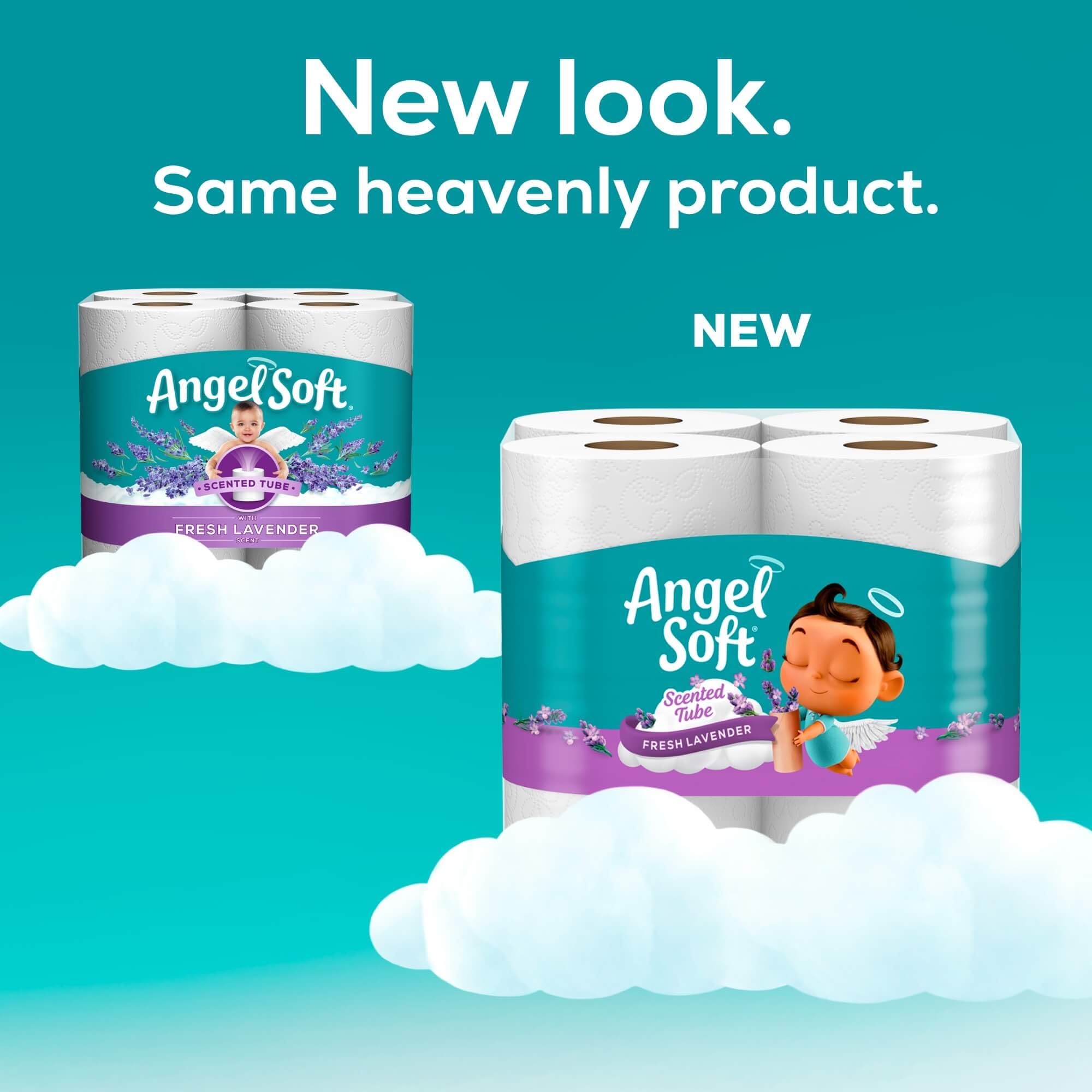 Angel Soft Toilet Paper with Fresh Lavender Scented Tube, 8 Mega Rolls = 32 Regular Rolls, Soft and Strong Toilet Tissue
