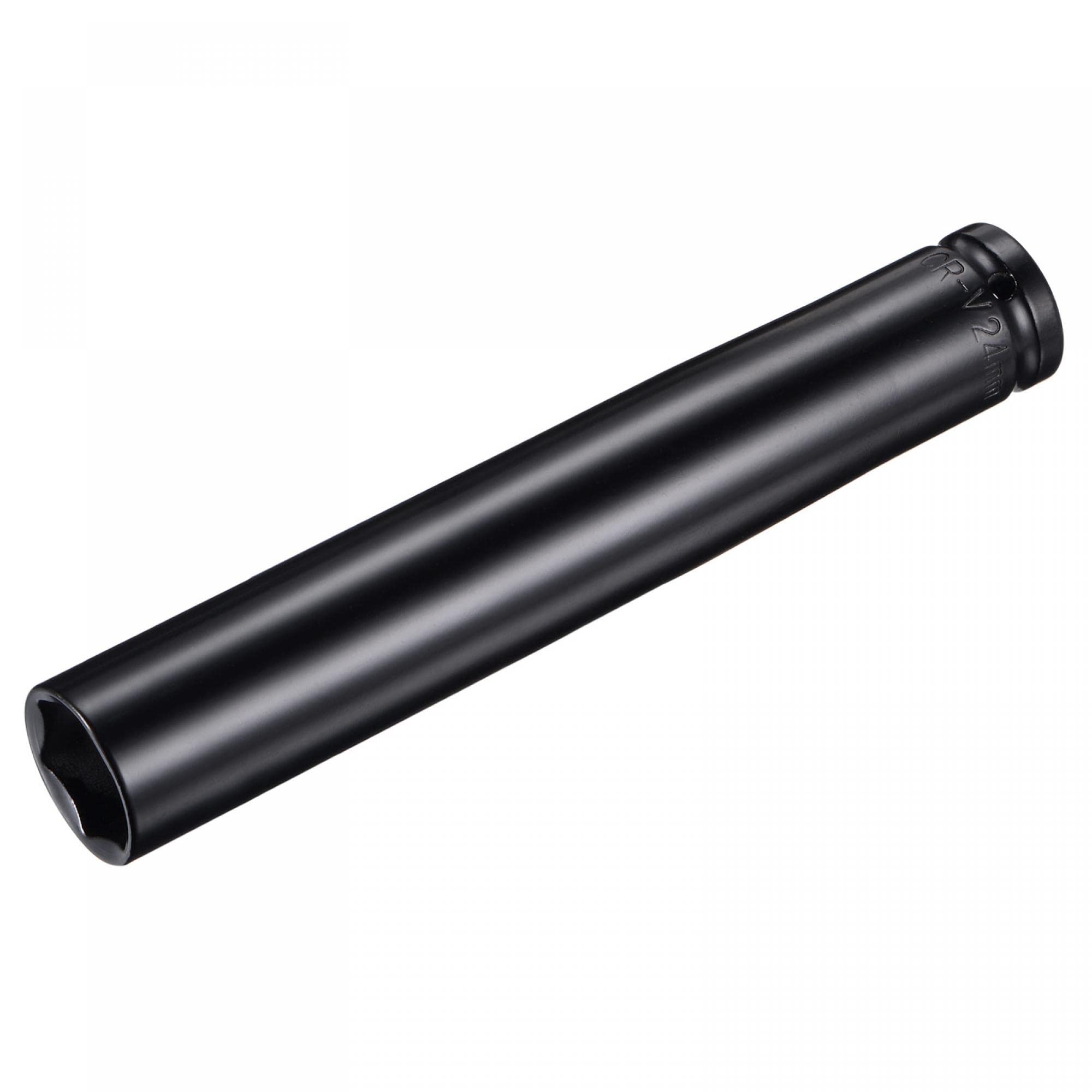 uxcell 1/2" Drive by 24mm Deep Impact Socket, Heat-Treated CR-V Steel 8" Length, 6-Point Metric Sizes