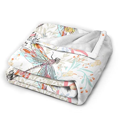 Futtspai Dragonfly Gifts for Women,Dragonfly Gifts,Dragonfly Blanket,Throw Blanket for Couch,Dragonfly Gifts Dragonfly Decor,Comfortable Flannel Warm Winter Blanket for Sofa Sofa Bed,60x80in