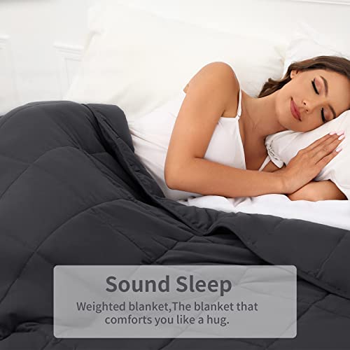 PRETTY NIGHT Weighted Blanket 12lbs Queen Size Dark Grey 60"x80" Weighted Blankets for Adults Heavy Blanket are Comfortable and Cozy