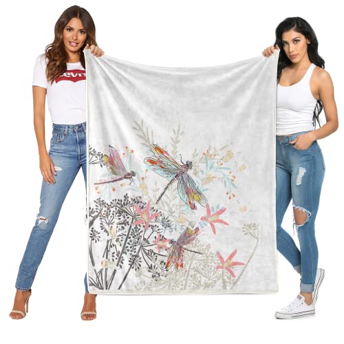 Futtspai Dragonfly Gifts for Women,Dragonfly Gifts,Dragonfly Blanket,Throw Blanket for Couch,Dragonfly Gifts Dragonfly Decor,Comfortable Flannel Warm Winter Blanket for Sofa Sofa Bed,60x80in