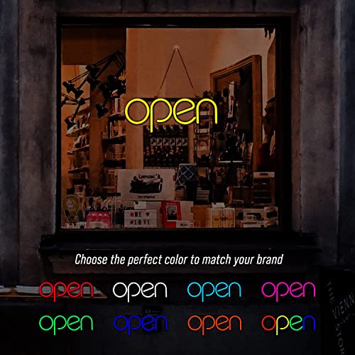 Flashing LED Neon Open Sign Light for Business with ON & Off Switch - Lightweight & Energy Efficient for Restaurants Offices Retail Shops Window Storefronts - Yellow