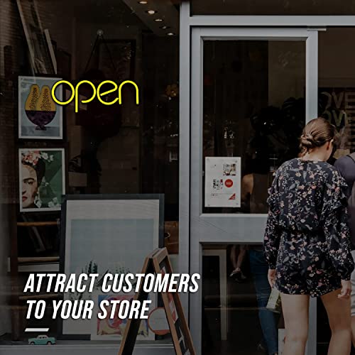 Flashing LED Neon Open Sign Light for Business with ON & Off Switch - Lightweight & Energy Efficient for Restaurants Offices Retail Shops Window Storefronts - Yellow
